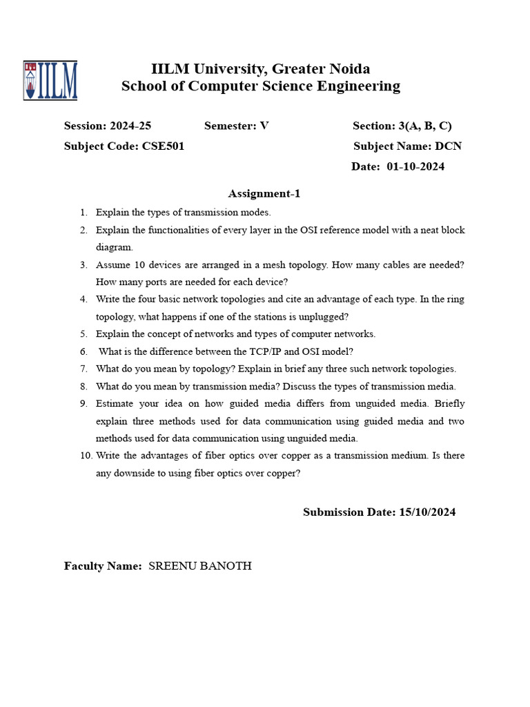 DCN Assignment 1 | PDF