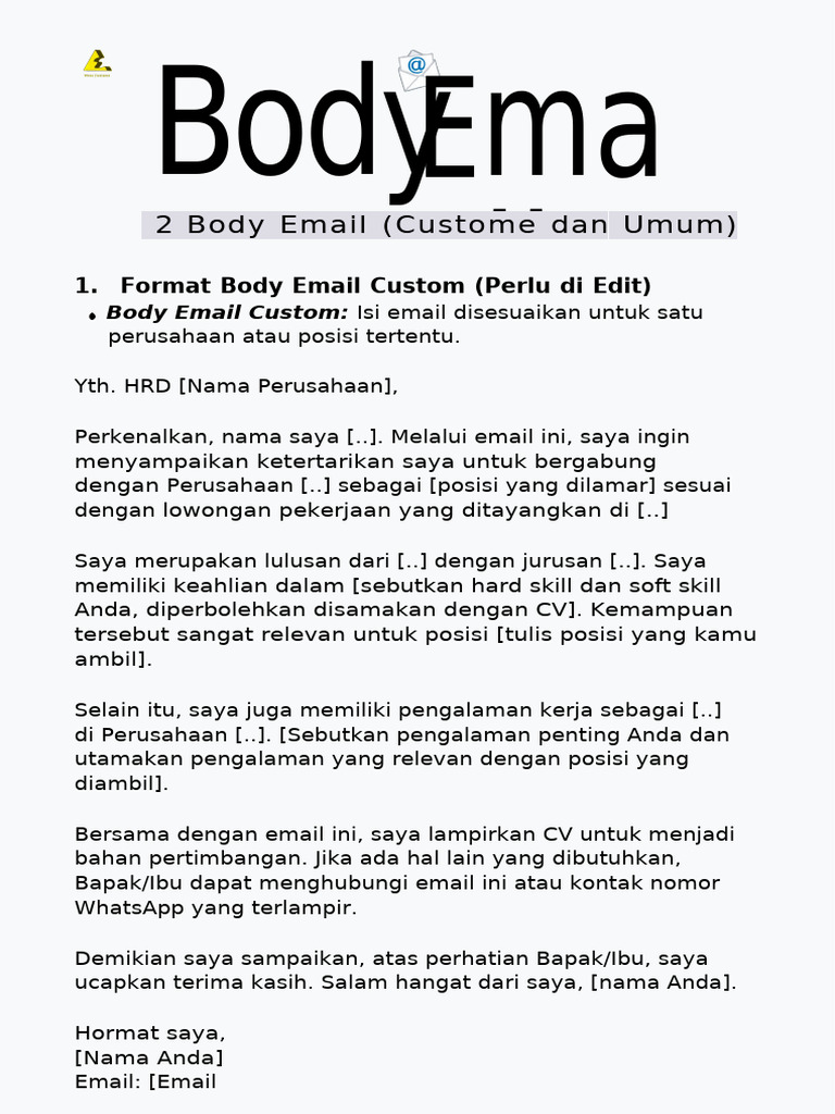 Contoh Body Email | PDF