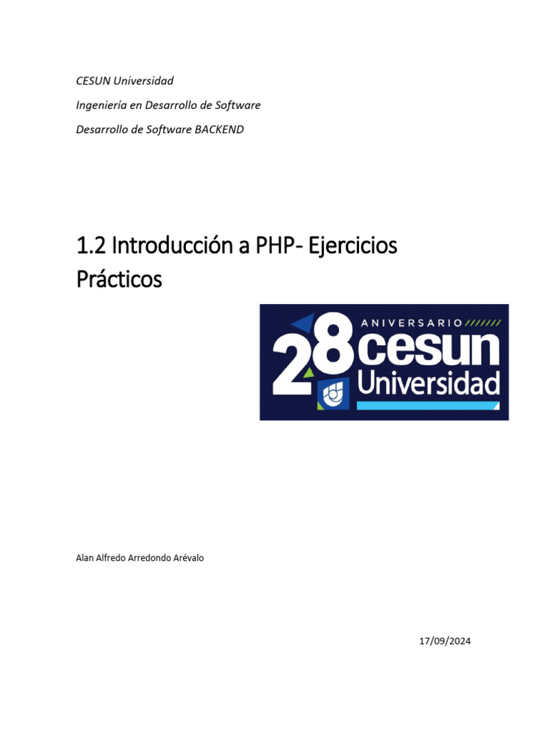 1.2 Introduccion A PHP Ejercicios Practicos | PDF | Ingeniería de software | Informática