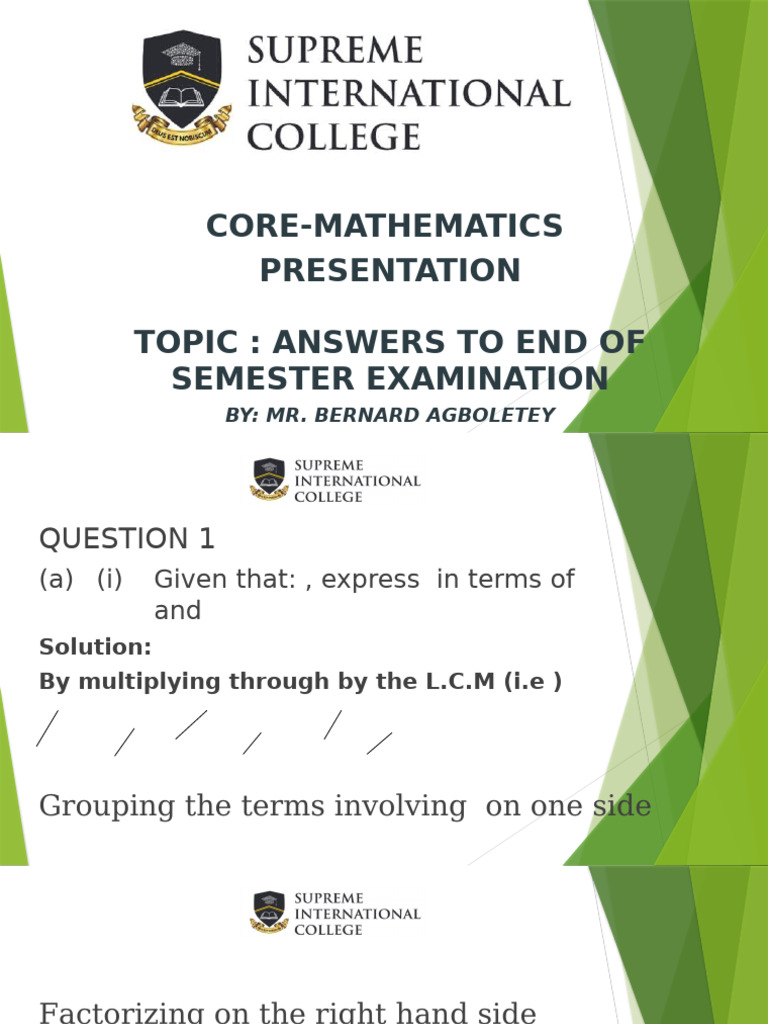 Supreme International College | PDF | Mathematics | Algebra