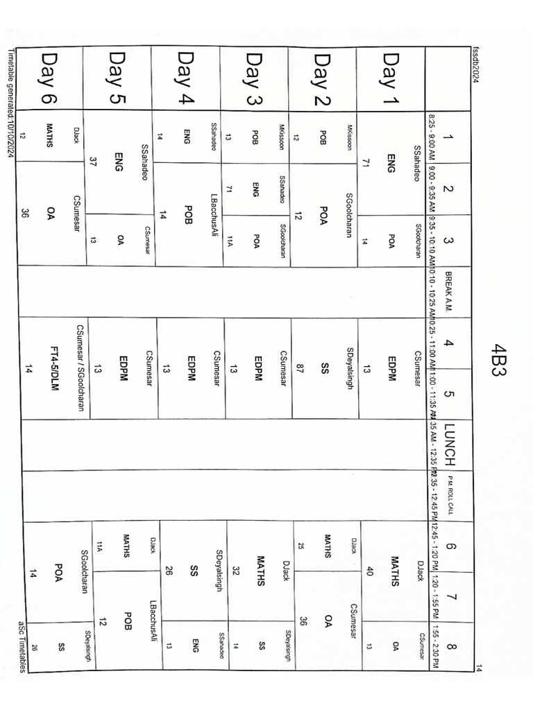 Updated Timetable | PDF