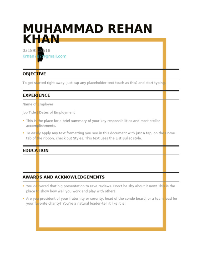 Muhammad Rehan Khan: Objective | PDF