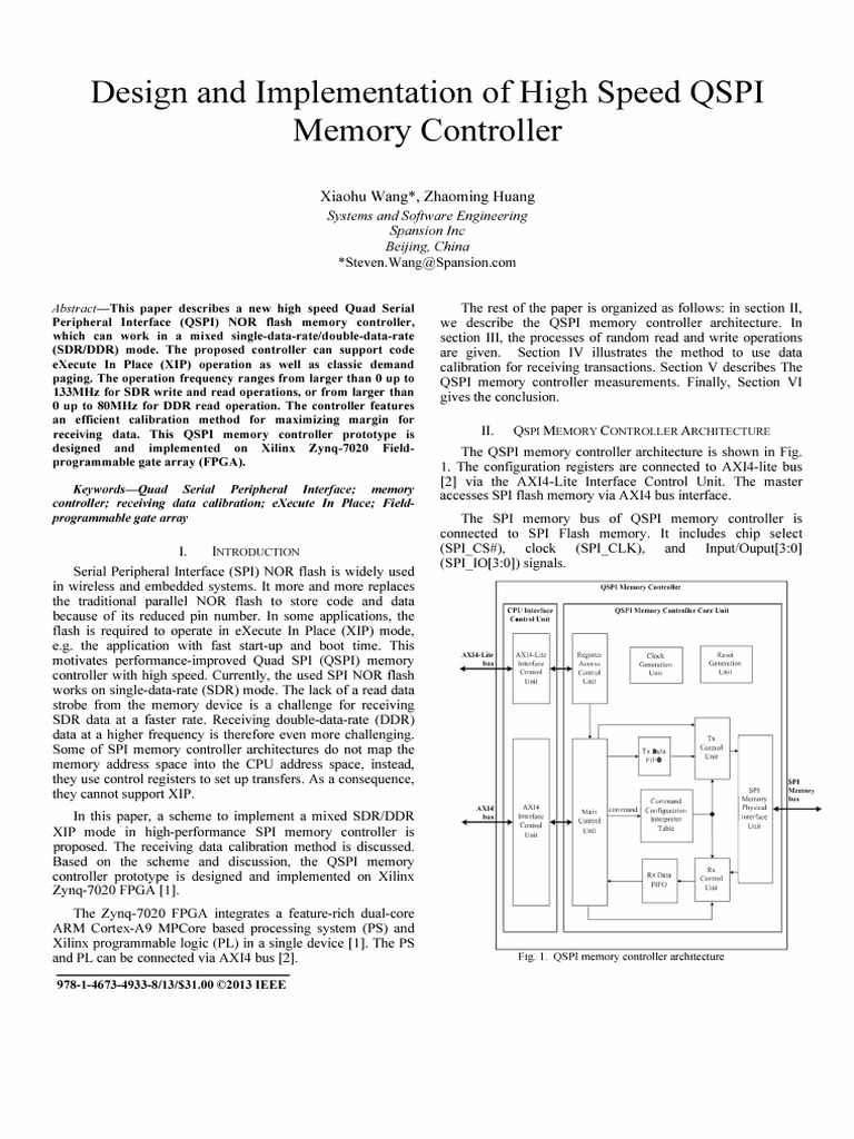 High-Speed QSPI Memory Controller Design | PDF | Microcontroller ...