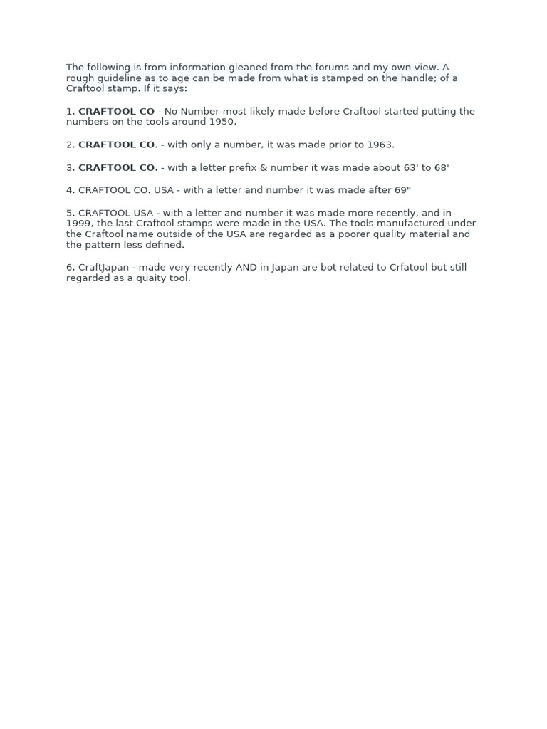 Dating Craftool Stamps Guide | PDF