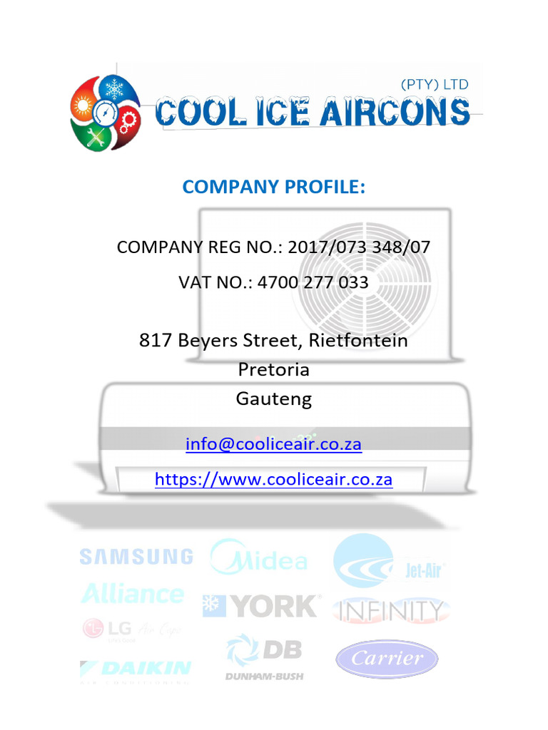 Cool Ice Aircons Company Profile | PDF | Air Conditioning | Refrigeration