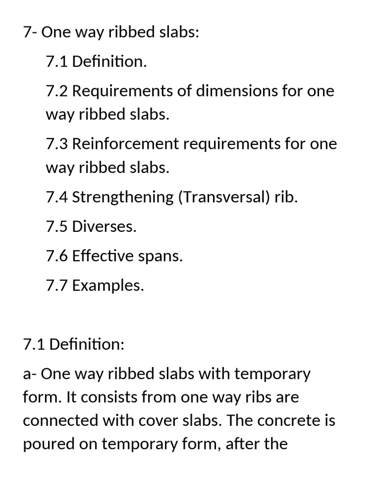 1 Way Ribbed Slab | PDF | Concrete | Beam (Structure)
