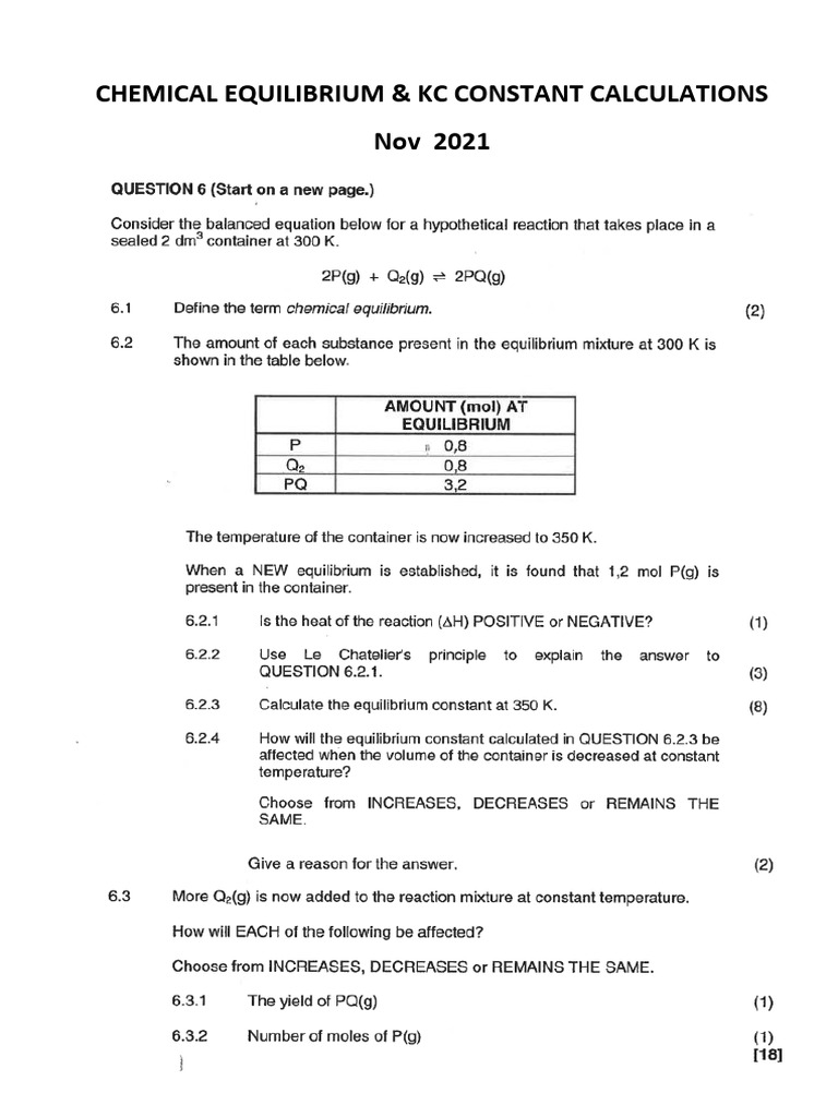 Chemical Equilibrium 2022-1 | PDF | Chemical Equilibrium | Chemical ...
