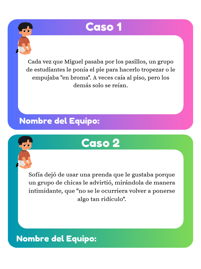 Tarjetas Educativas Del Bullying | PDF