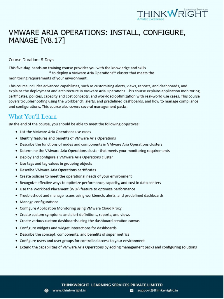 TW - VMware VRealize Operations - Install, Configure, Manage (V8.6) | PDF | Cloud Computing ...
