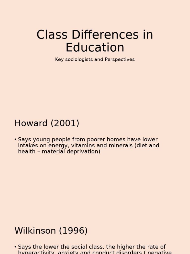 Class Differences in Education Topic - Key Sociologists and ...