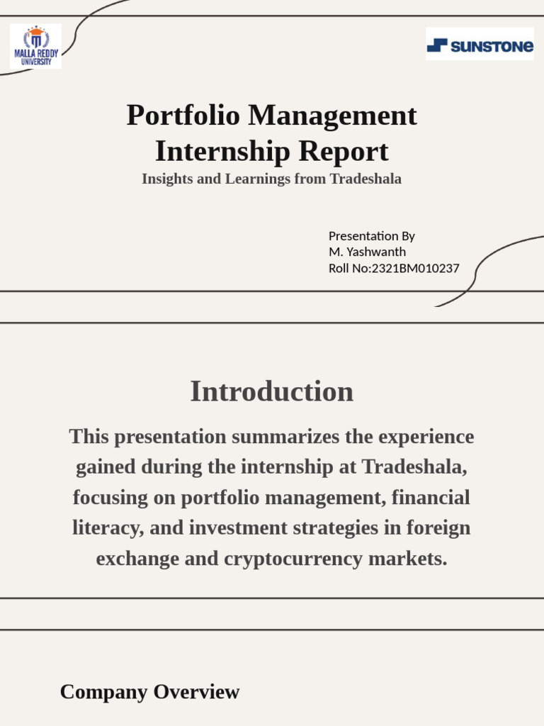 Yashwanth PPT (Corporate Internship) | PDF | Investment Management | Investing