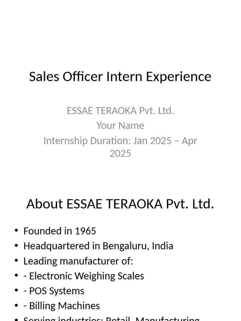 Sales Officer Intern Essae Teroka Ppt | PDF