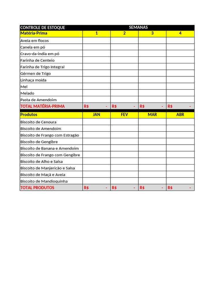 Tabela - Controle de Estoque | PDF