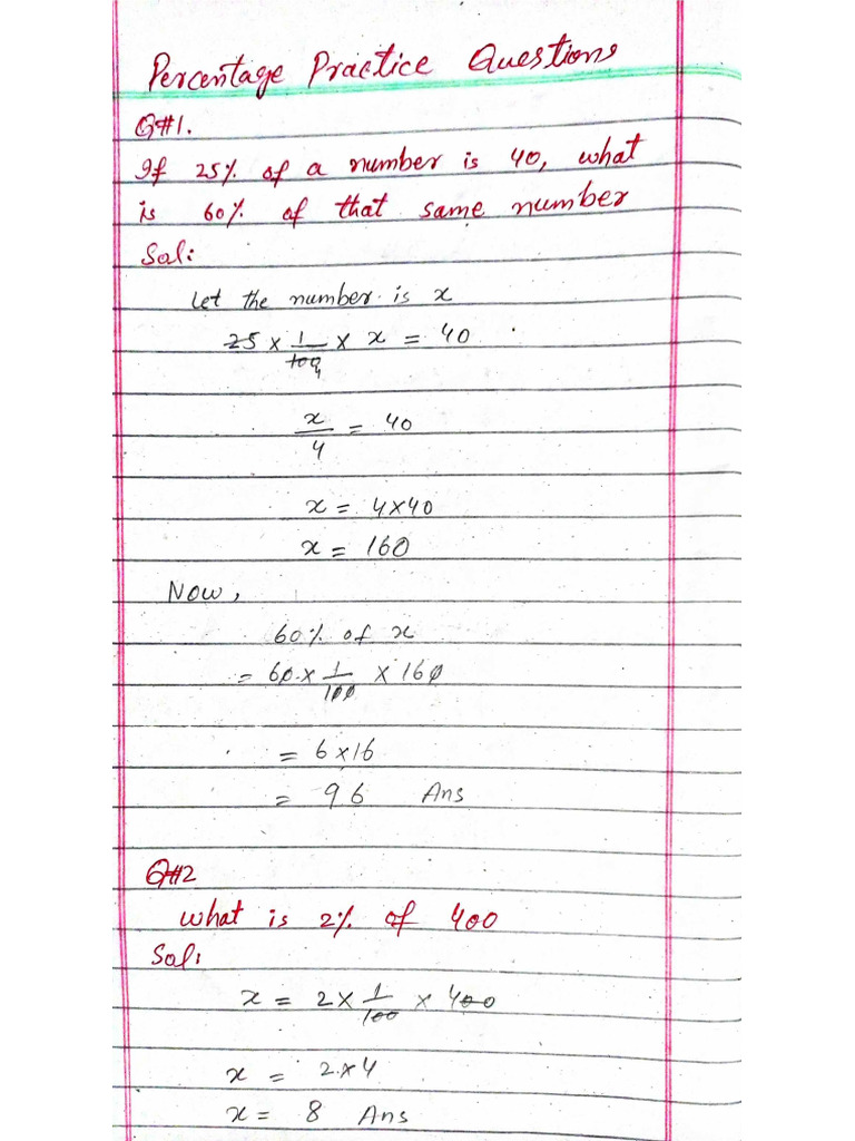 Percentage Practice | PDF