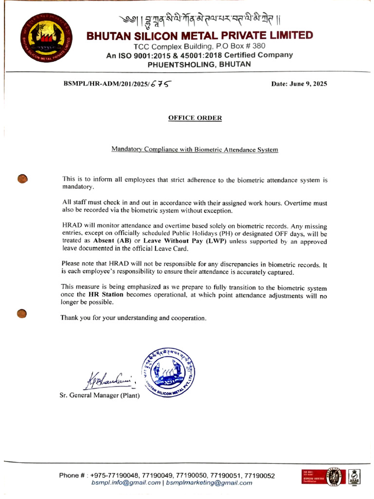 Mandatory Compliance With Biometric Attendance | PDF