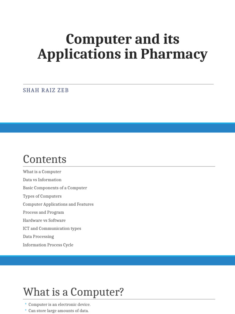 Computer and Its Applications in Pharmacy | PDF | Programming | Computer Program