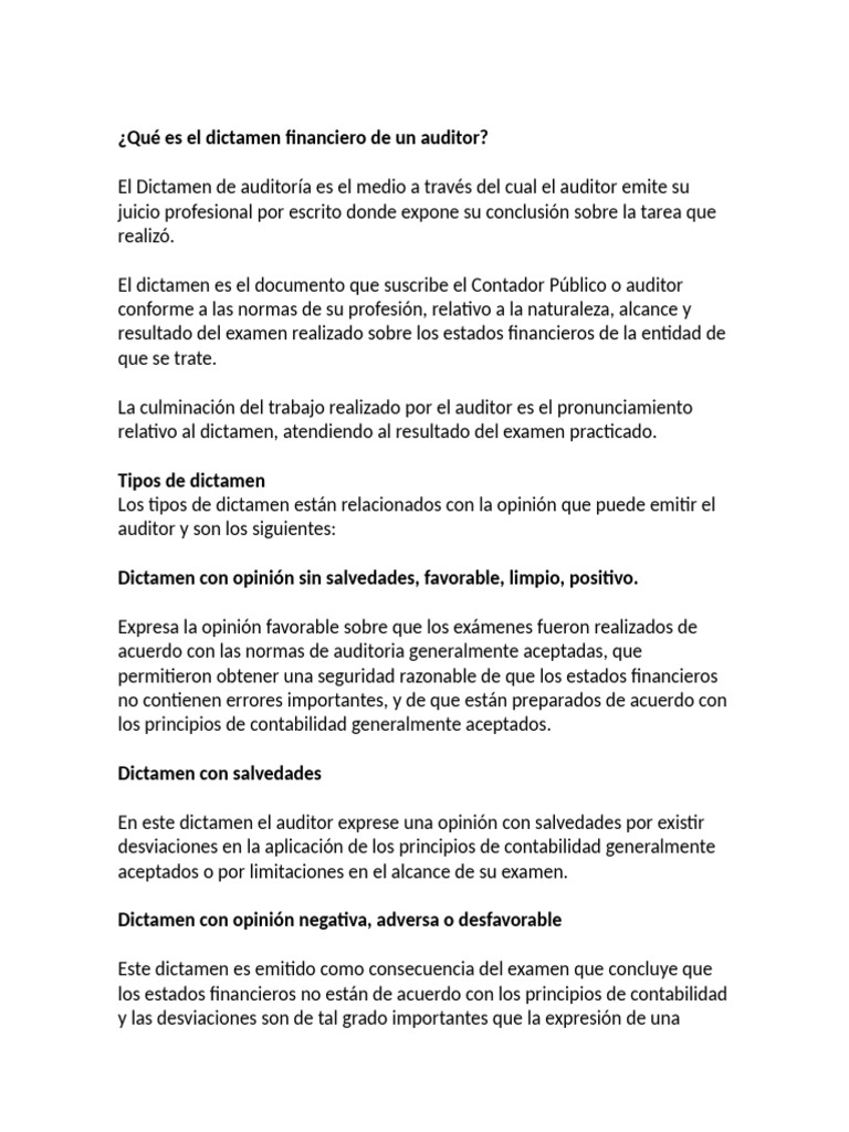 Dictamen | PDF | Auditoría | Contralor