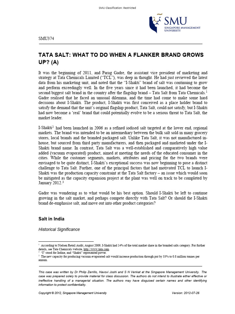Smu Case Tata I Shakti 1 | PDF | Salt | Brand