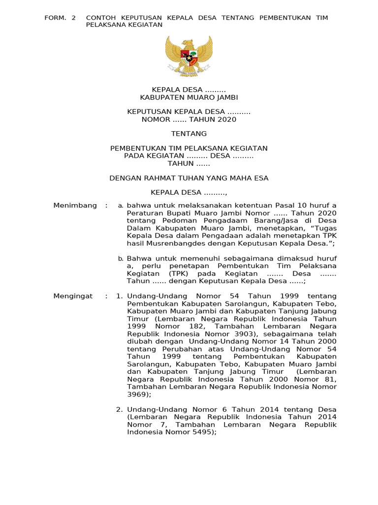 SK TPK Kegiatan | PDF