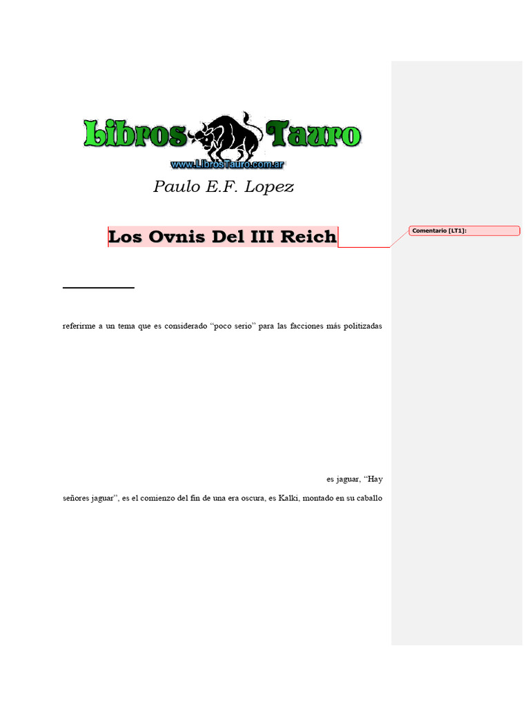Los Ovnis Del Tercer Reich El Ultimo Batallon de Hitler Paulo Lopez ...