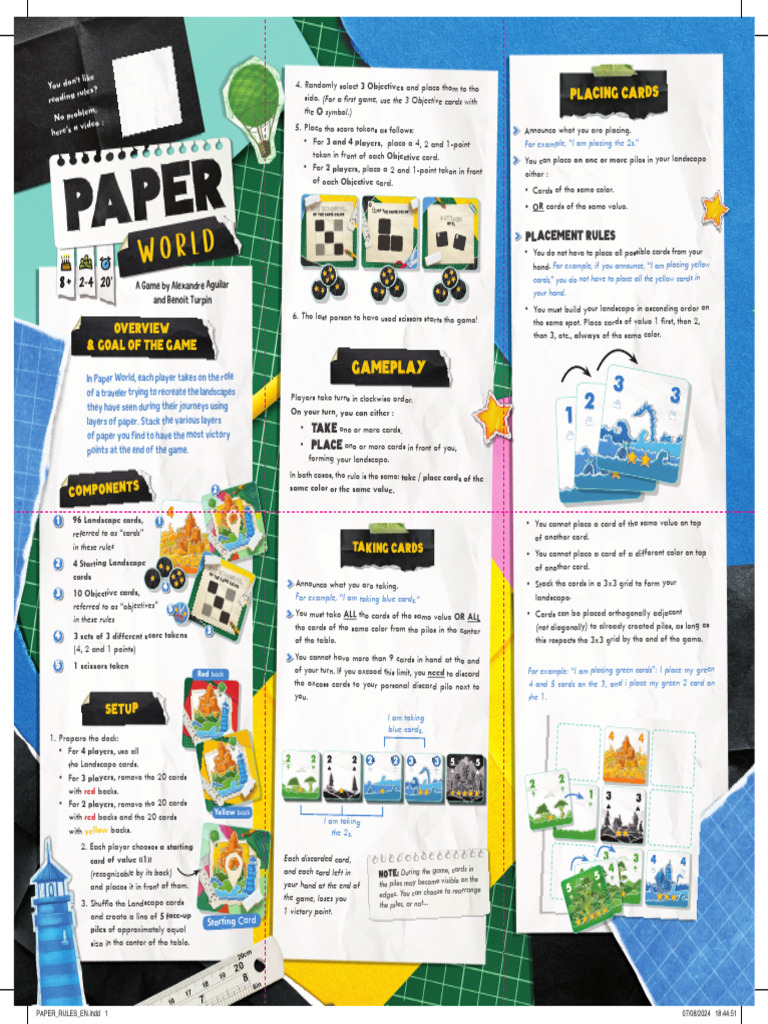 Card Placement Rules for Paper World Game | PDF | Ephemera | Games Of ...