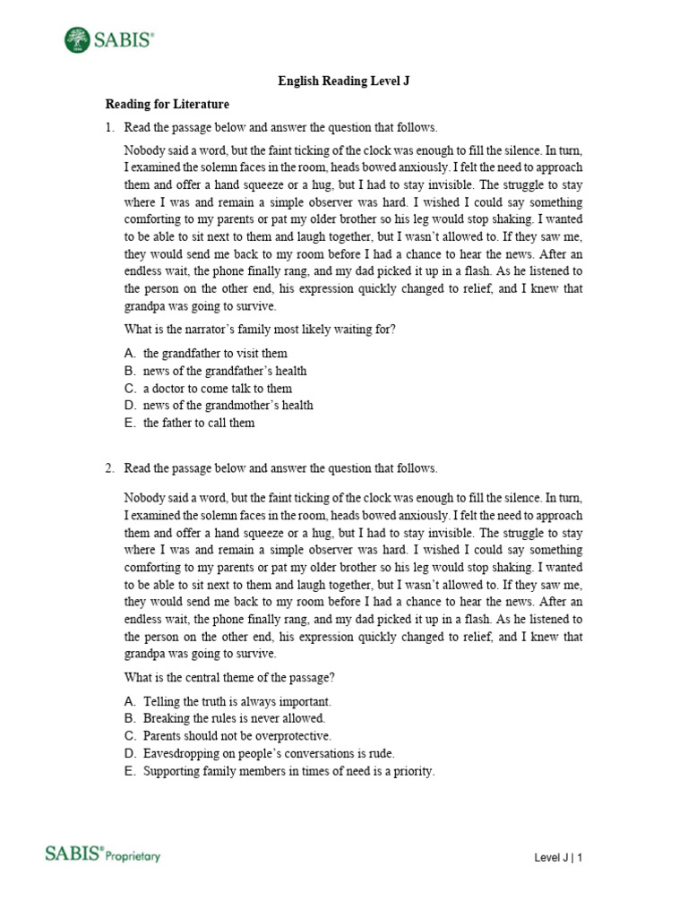 English Reading Level J | PDF | Oregon Trail | Narration