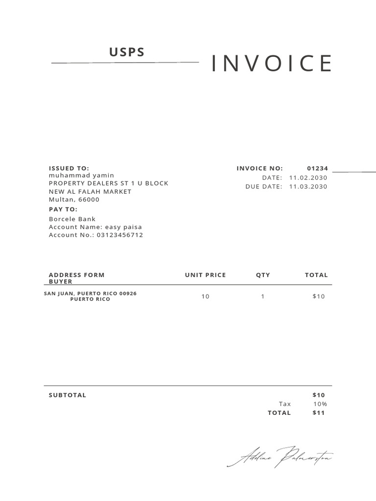 Simple Minimalist Business Invoice | PDF