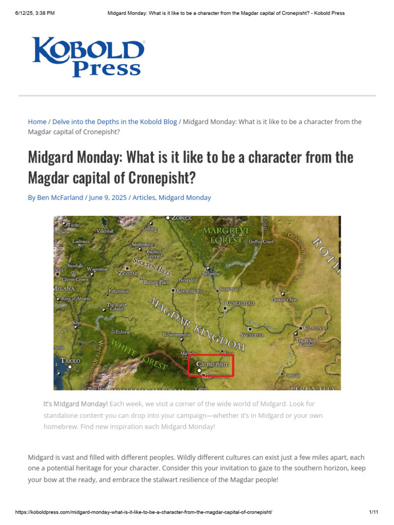 Midgard Monday - The Magdar Capital of Cronepisht | PDF | Role Playing ...