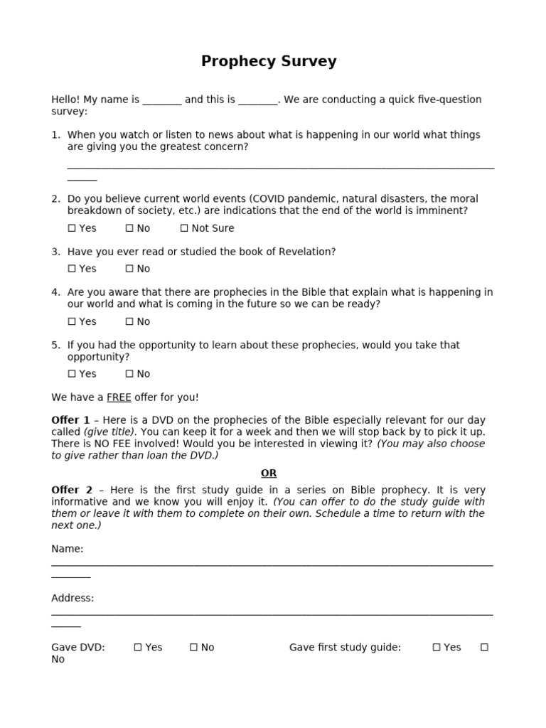 Prophecy Survey | PDF
