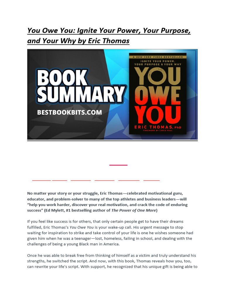You Owe You by Eric Thomas | PDF | Feeling