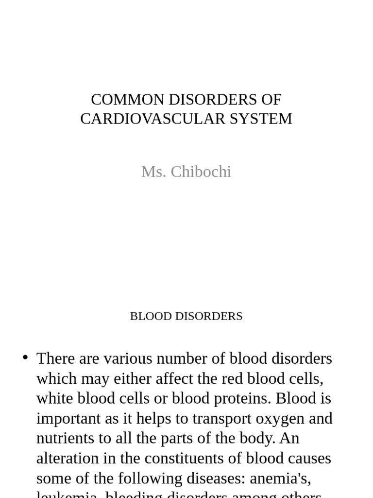 Common Disorders of Cardiovascular System | PDF | Anemia | Vitamin B12
