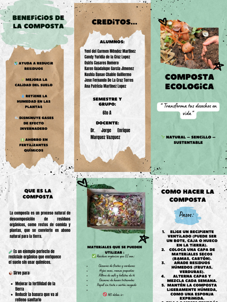Folleto Tríptico Ecológico Reciclar Medio Ambiente Scrapbook A Mano Verde y Blanco | PDF ...