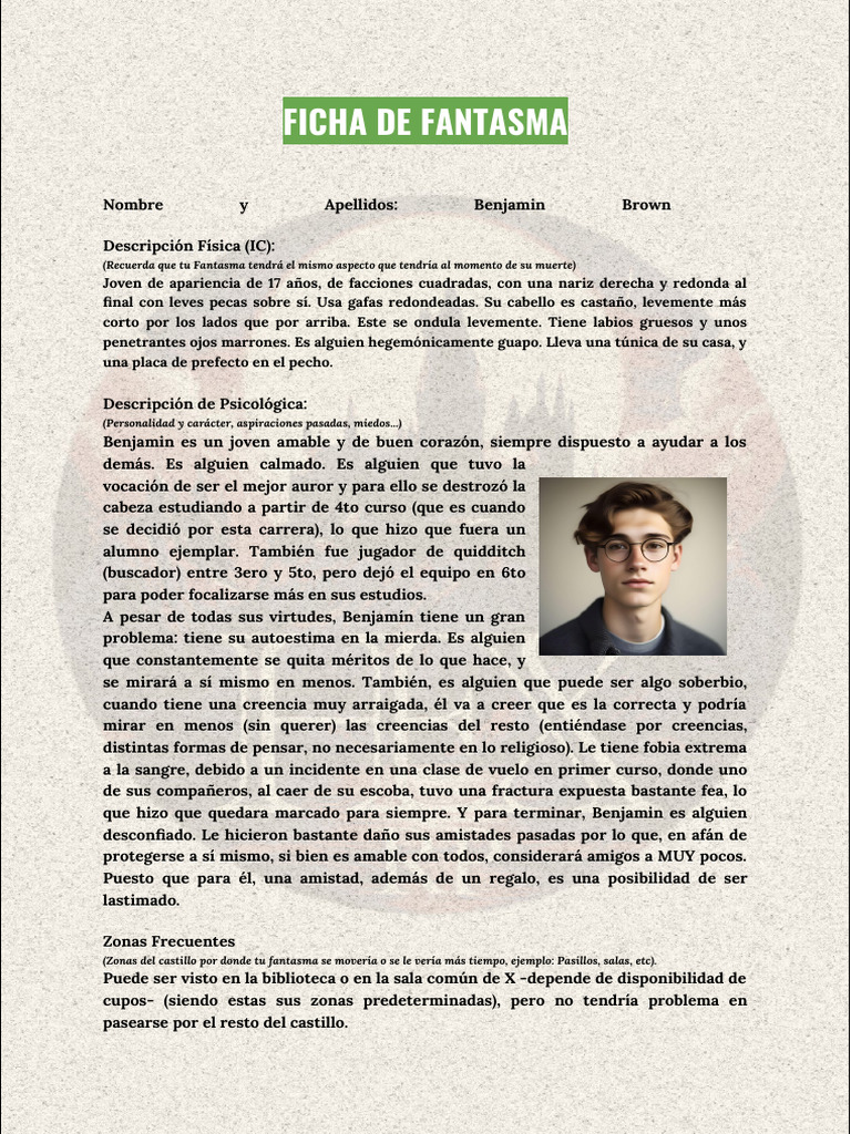 Fantasma Benjamin Brown: Historia y Características | PDF | Autoestima ...