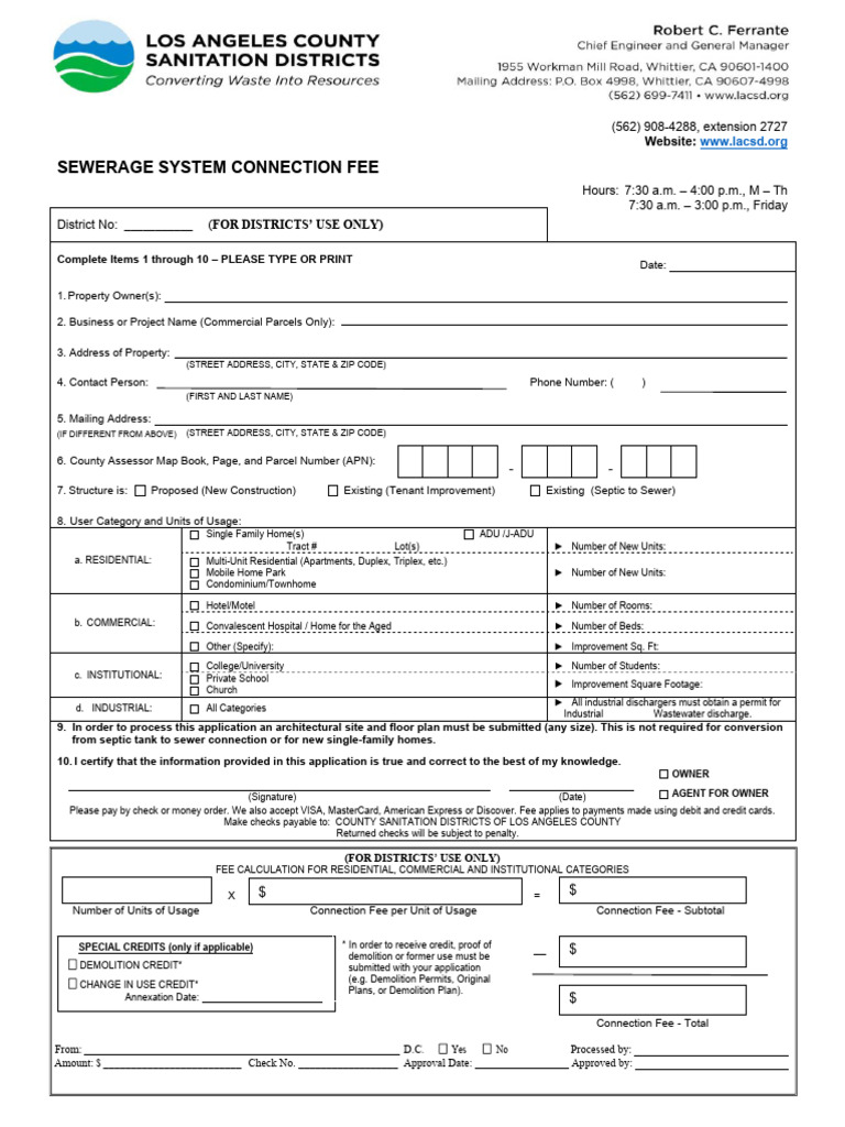 Sewer Connection Application Form | PDF | Credit Card | Payments