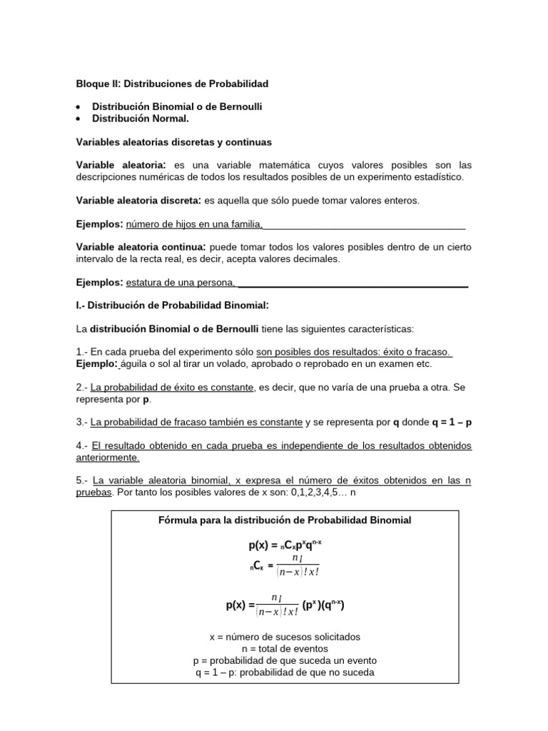 Bernoulli | PDF | Distribución de probabilidad | Variable aleatoria