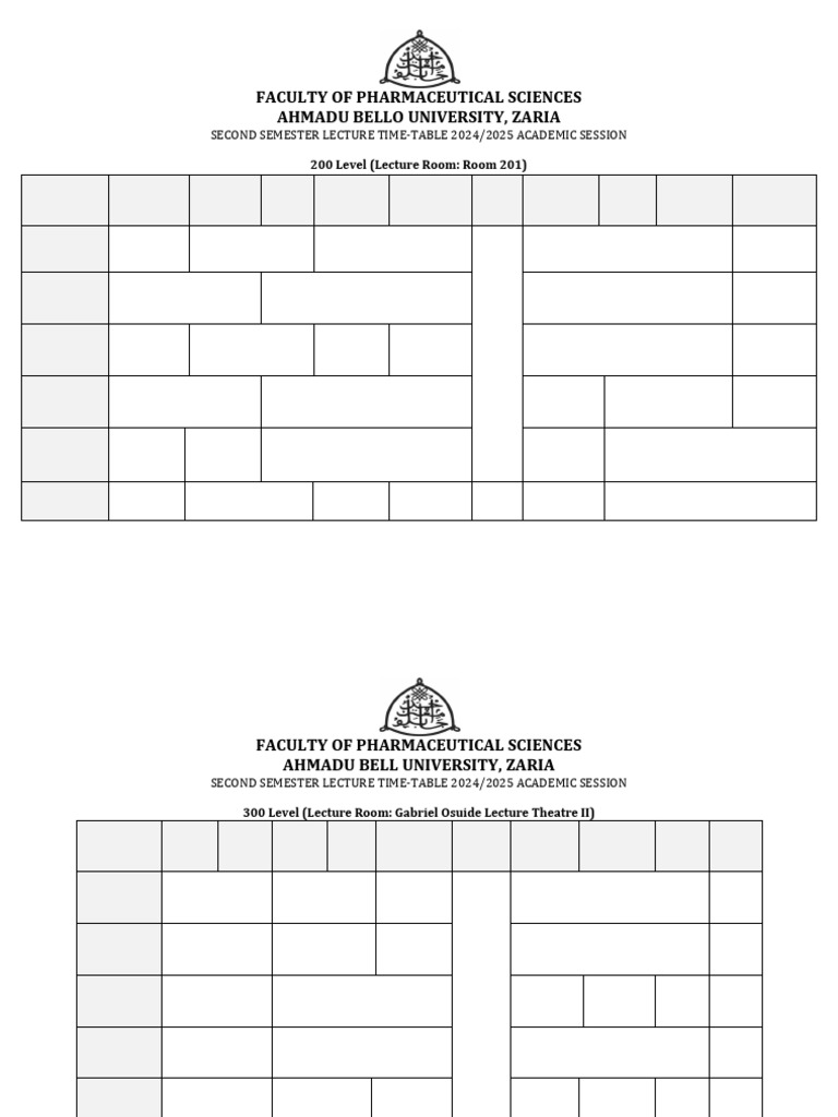 Lecture Time Table Second Semester 2024-2025 Session | PDF | Academic Term