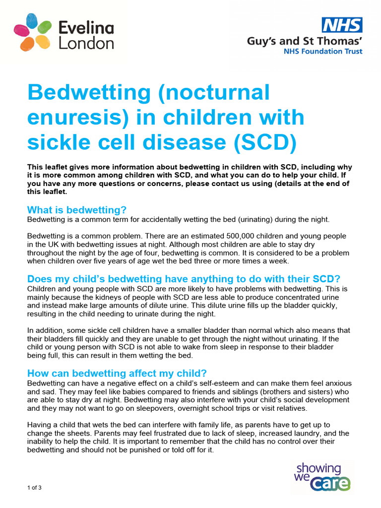 Bedwetting Enuresis in Children With Sickle Cell Disease | PDF | Nocturnal Enuresis | Urology