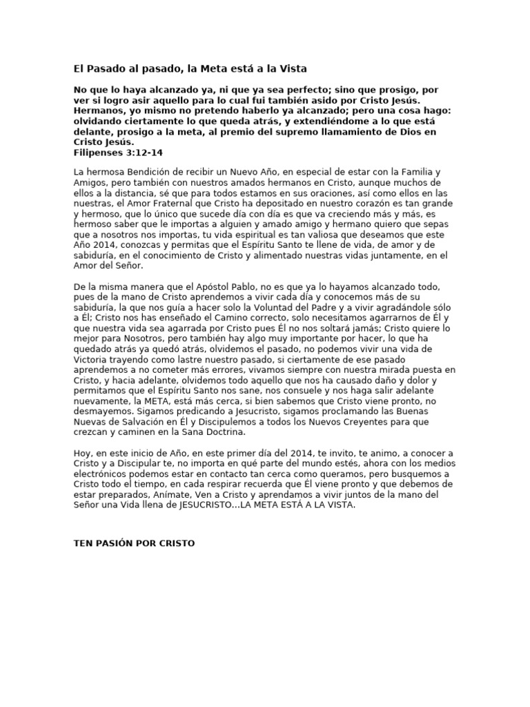 ENERO 1, El Pasado Al Pasado, La Meta Está A La Vista | PDF | Cristo ...