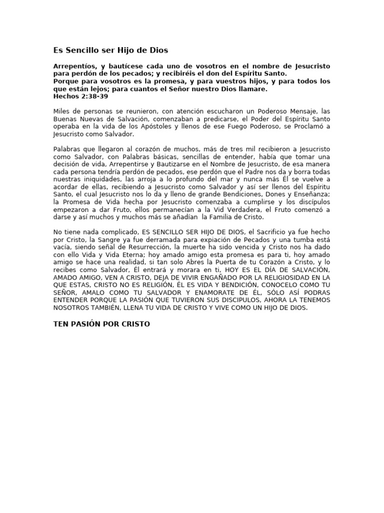 ENERO 4, Es Sencillo Ser Hijo de Dios | PDF