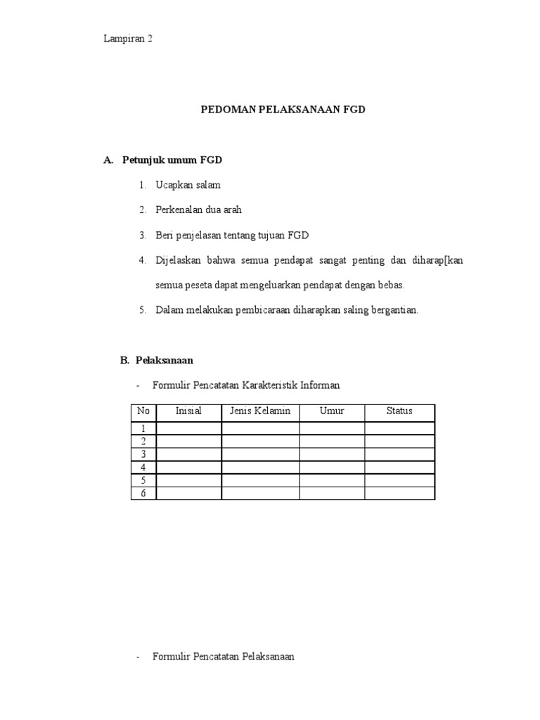 Pedoman Pelaksanaan FGD | PDF