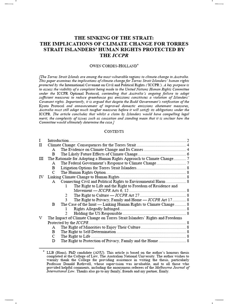 Climate Change and Torres Strait Rights | PDF | Kyoto Protocol ...