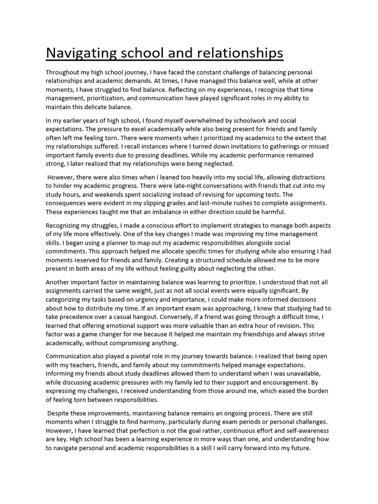 Navigating School and Relationships | PDF | Psychological Concepts ...