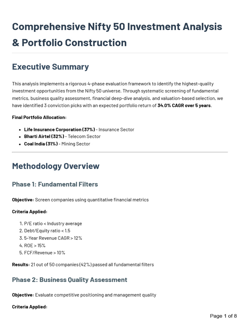Nifty Fifty Stock Analysis | PDF | Valuation (Finance) | Risk