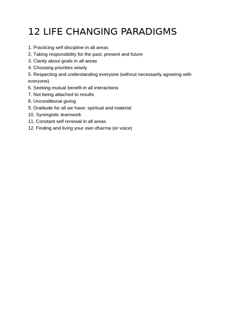 12 Life Changing Paradigms | PDF