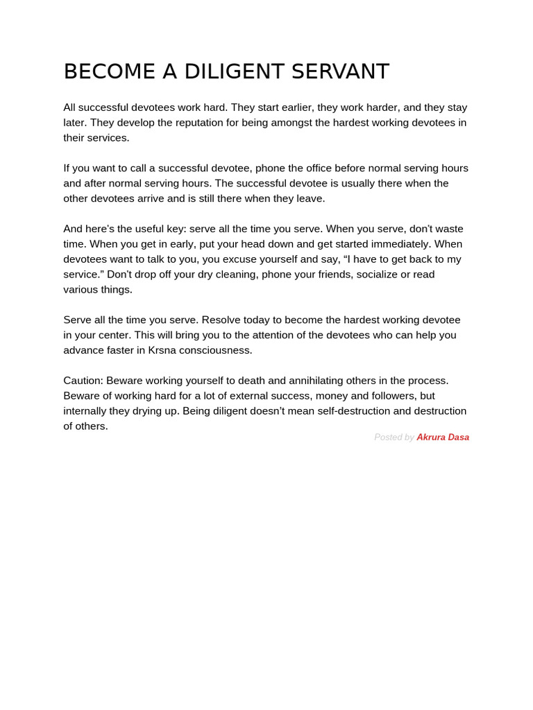 Mastering Devotion Through Diligent Service | PDF