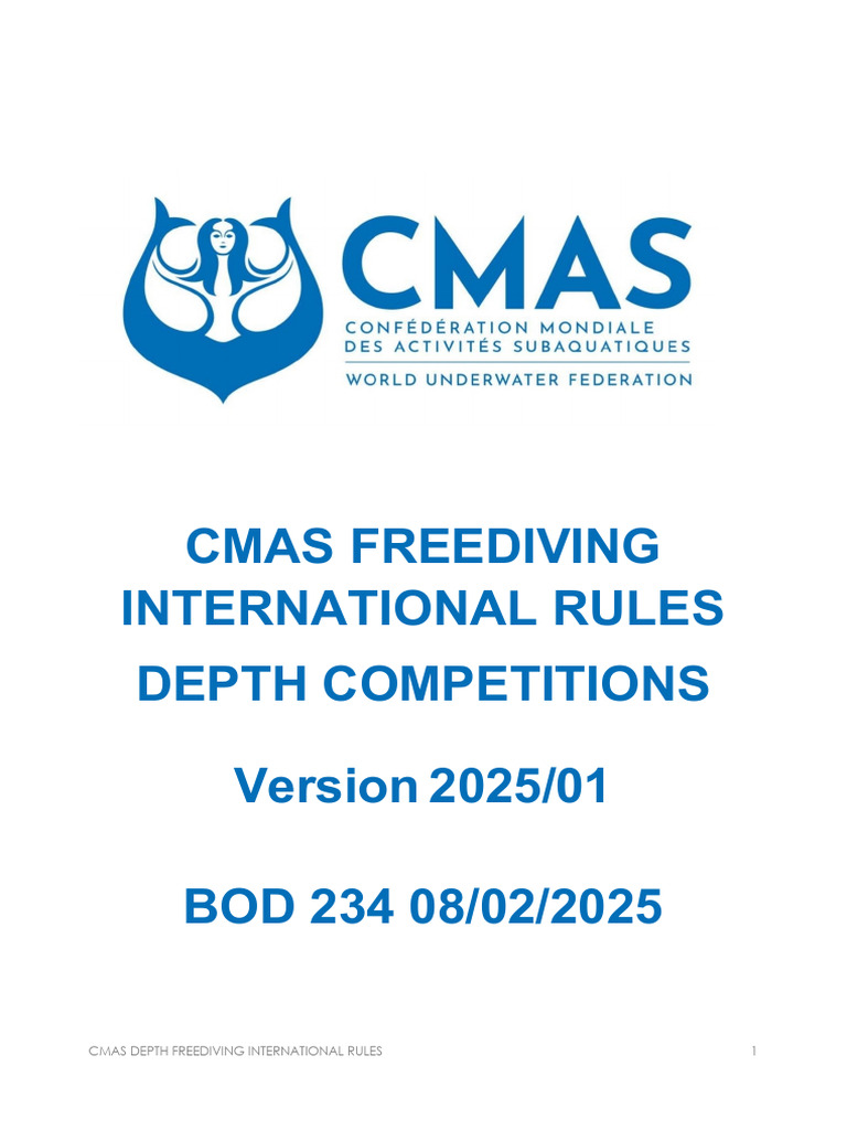 CMAS FreedivingInternationalRules DepthCompetitions 2025 EN | PDF | Scuba Diving | Underwater Diving