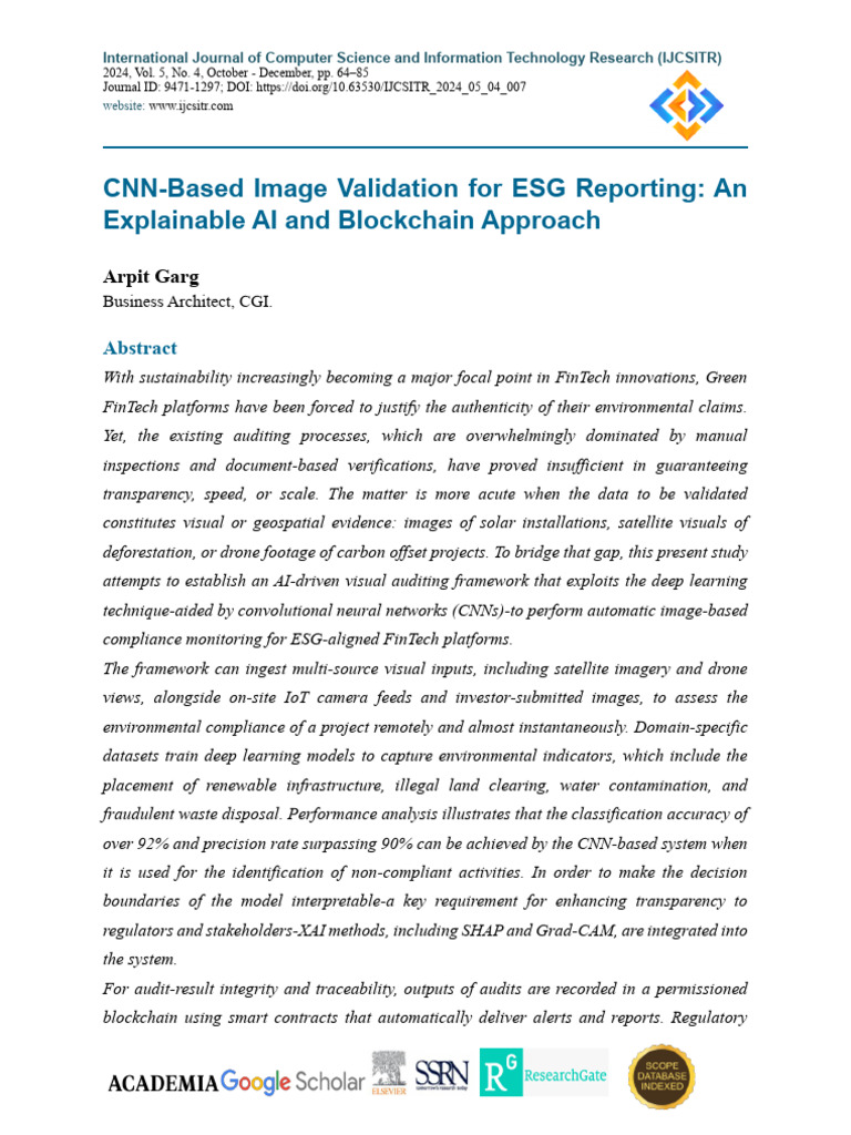 CNN Based Image Validation For ESG Reporting An Explainable AI and Blockchain Approach | PDF ...