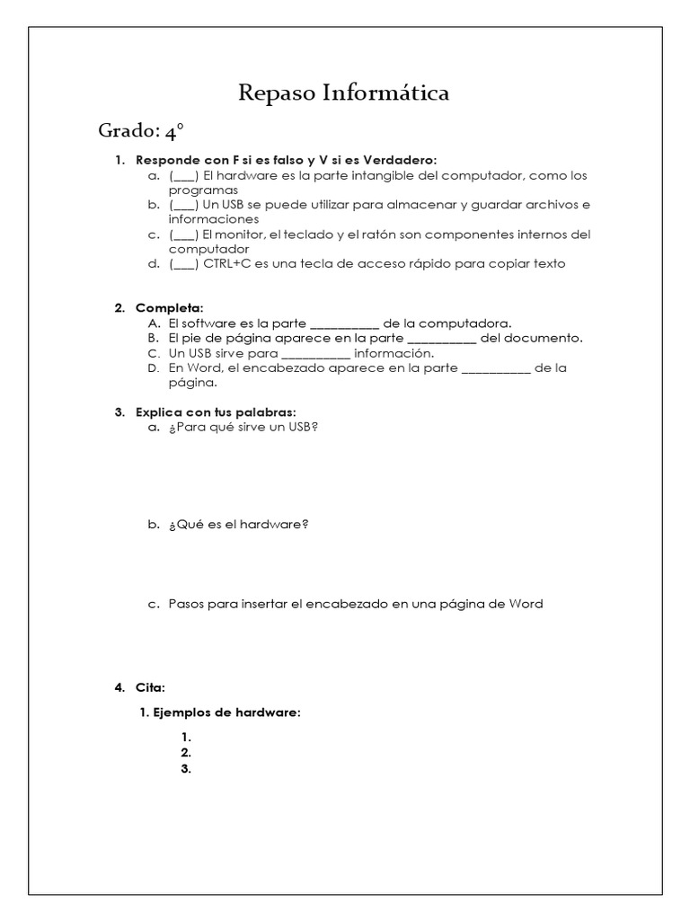 Repaso Informática 4to | PDF