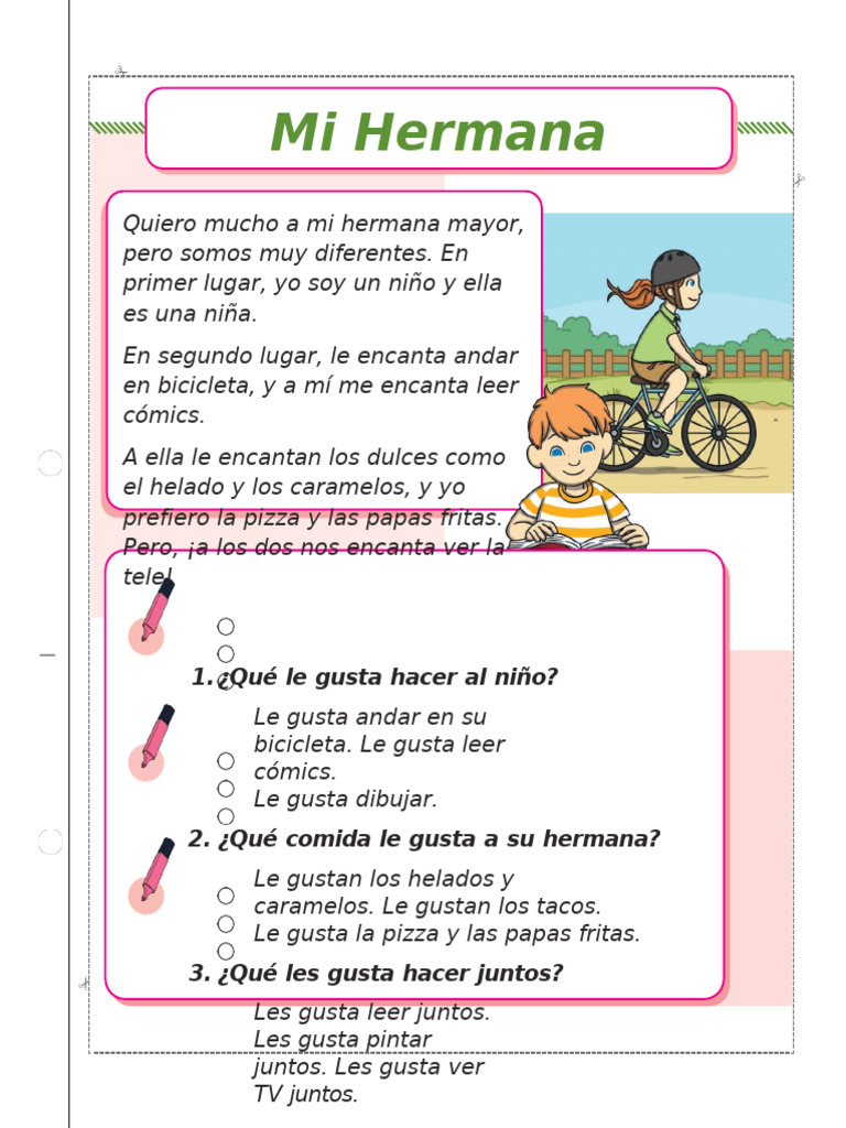 Mi hermana y nuestras diferencias | PDF