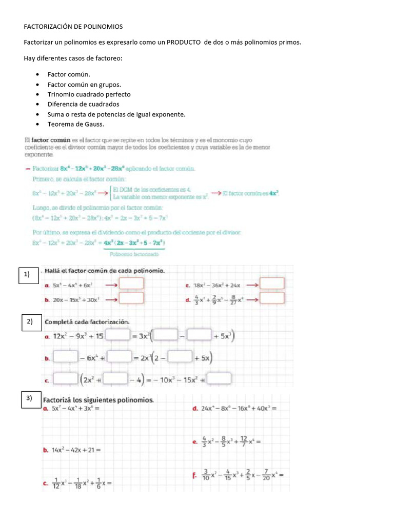 Factorización de Polinomios-Comprimido | PDF